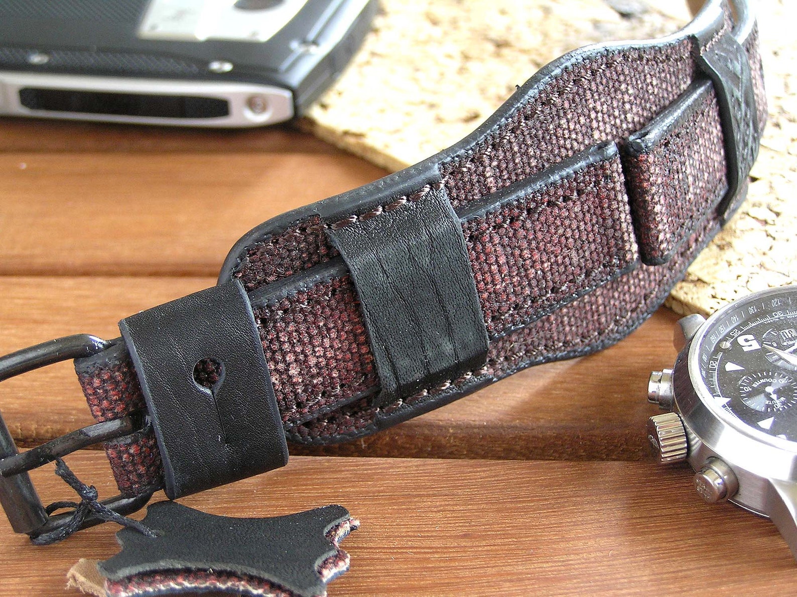 Watch bund strap 20mm. Leather canvas wristwatch cuff strap. | Etsy