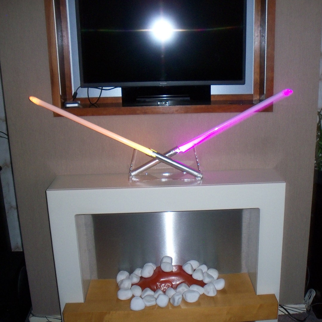 Star Wars Lightsaber Double Desk Mount Display Stand Center Piece Cross ...