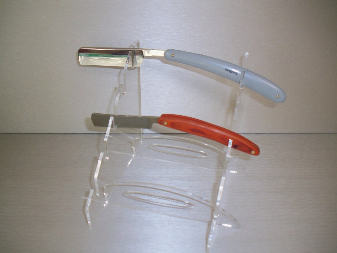 5 Razor Cut Throat Vintage Collectable Clear Acrylic Display Stand ...