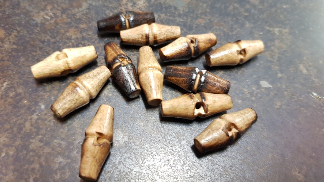 12 Bamboo Toggles With Hole Bamboo Toggle Button Closure - Etsy