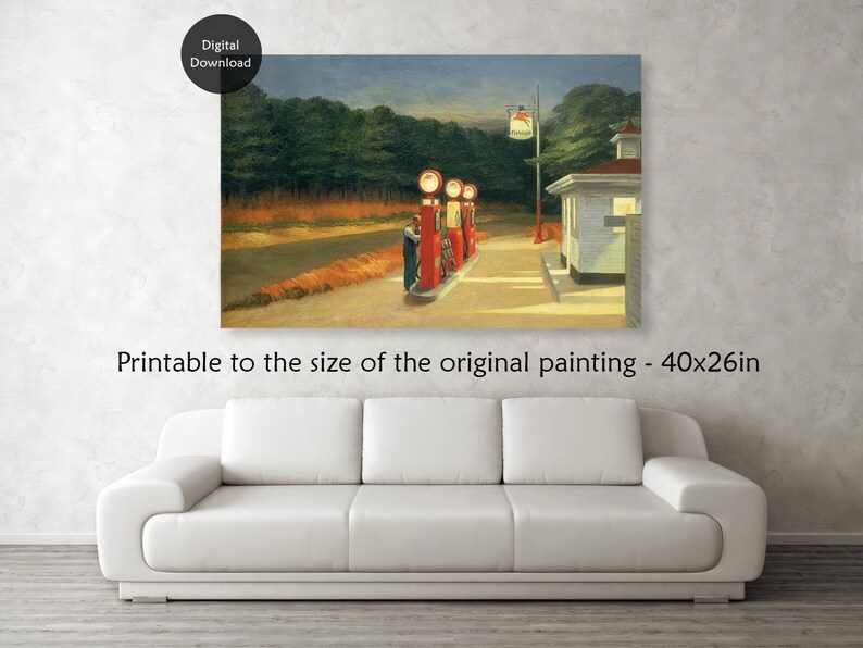Gas by Edward Hopper, Printable Vintage Art, Wall Art Digital Download ...
