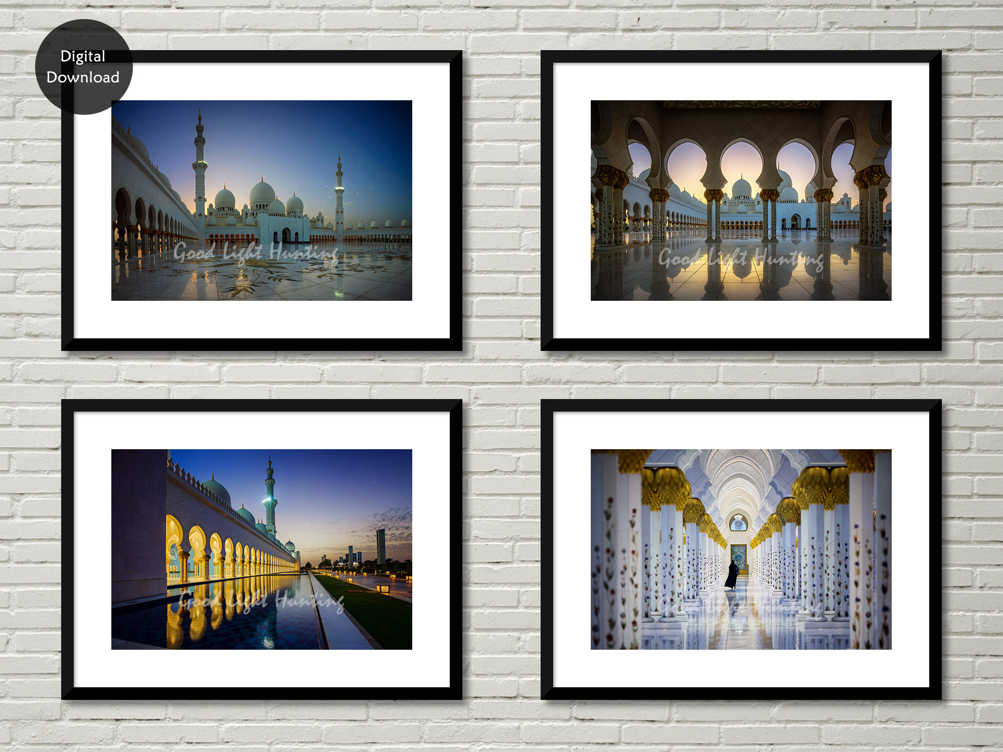 Printable Wall Art Set, Sheikh Zayed Grand Mosque, Abu Dhabi, Printable ...