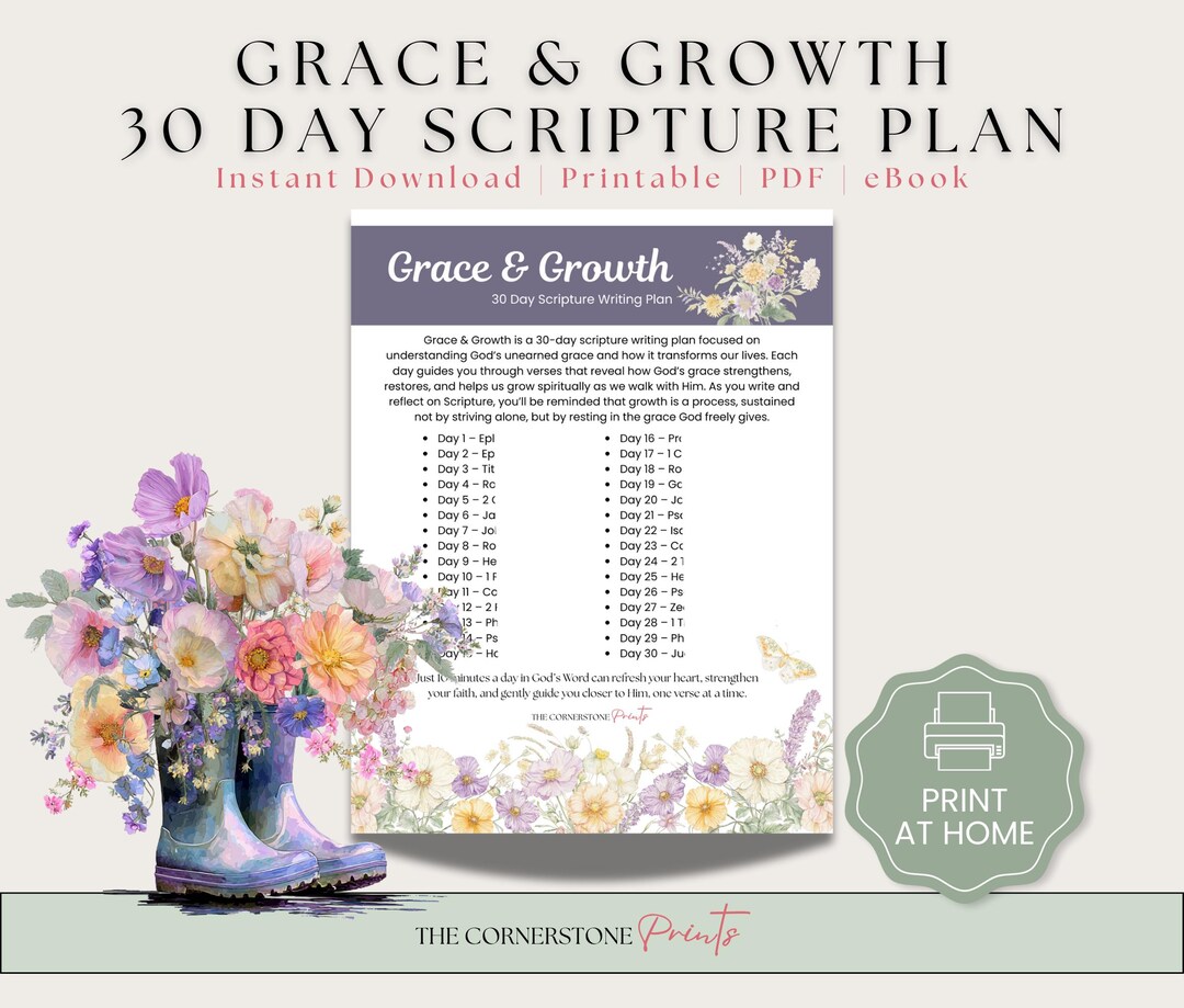 30 Day Scripture Writing Plan, Grace & Growth Bible Study (PDF Ebook ...
