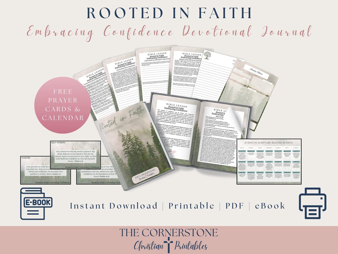 Rooted in Faith Printable Journal, 7 Day Christian Devotional Journal ...