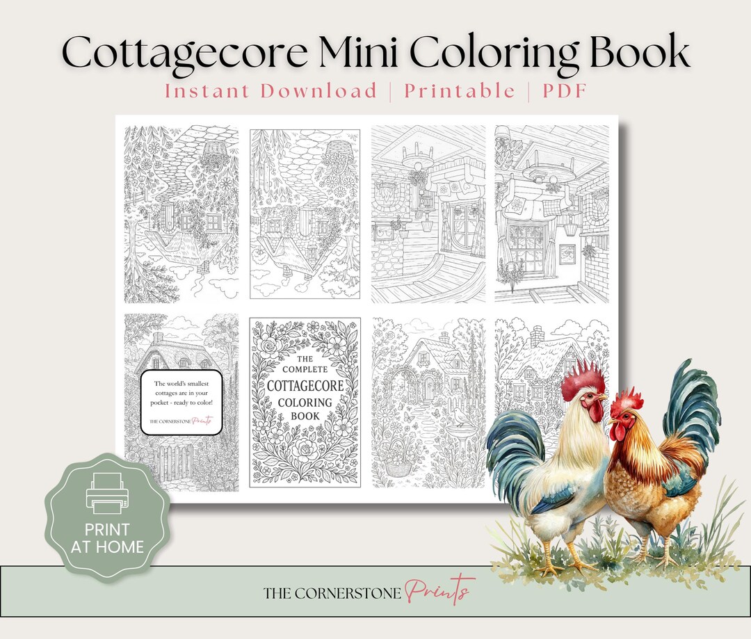 Cottagecore Mini Coloring Book Printable for Kids & Adults | Fun Pocket ...