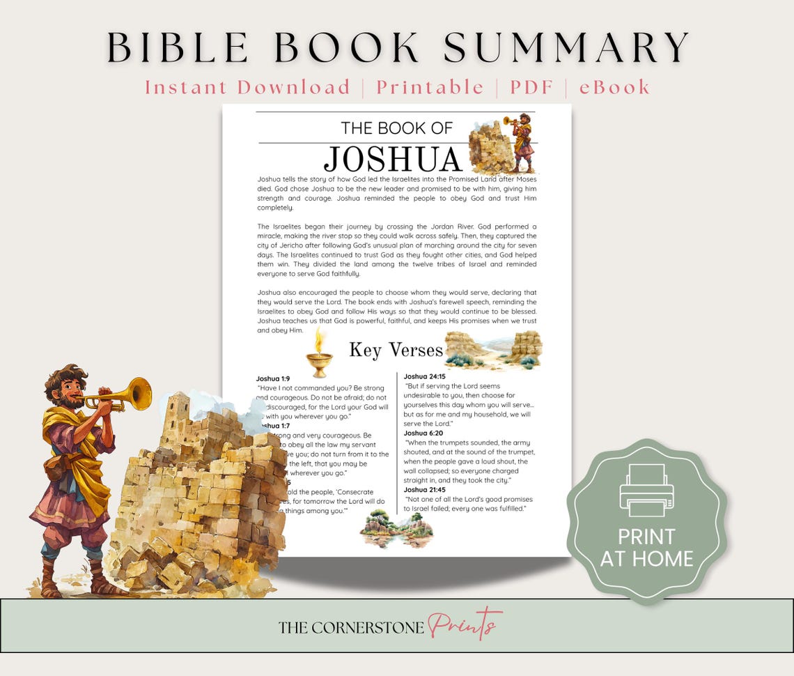 Joshua Bible Study Guide, Easy Bible Summary Printable, Bible Chapter ...