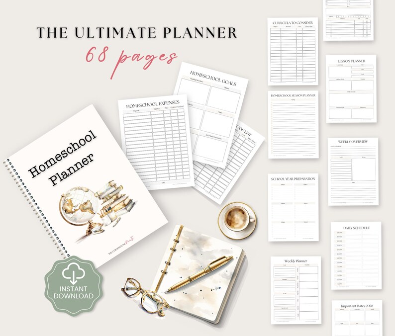 68-page Homeschool Planner Printable, Lesson Planning Ebook - Etsy