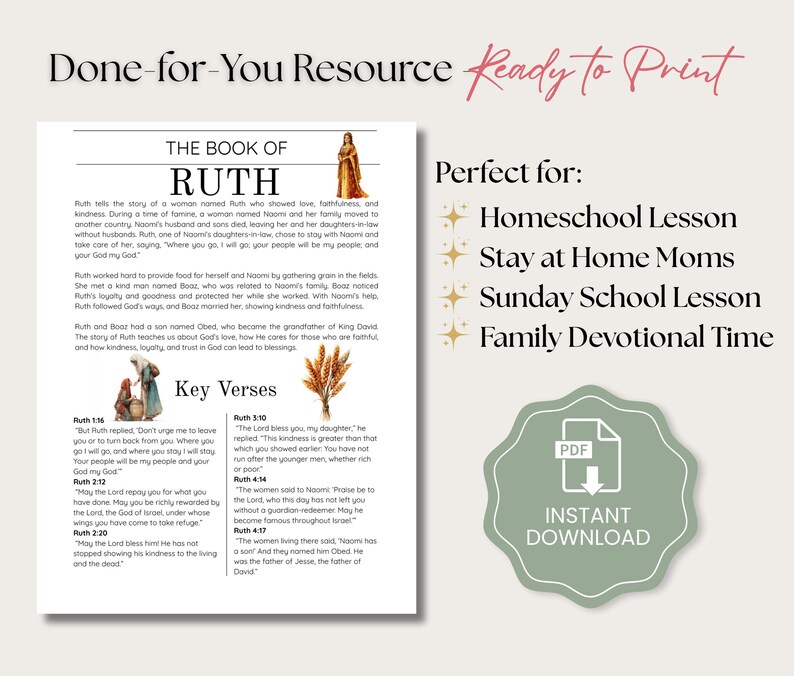 Ruth Bible Study Guide, Bible Made Easy, Bible Summary Printable, Bible ...