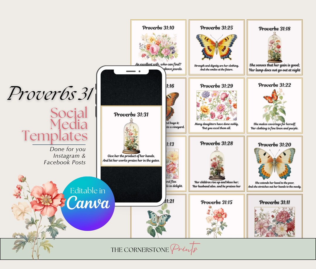 Proverbs 31 Social Media Templates for Instagram & Facebook Posts ...