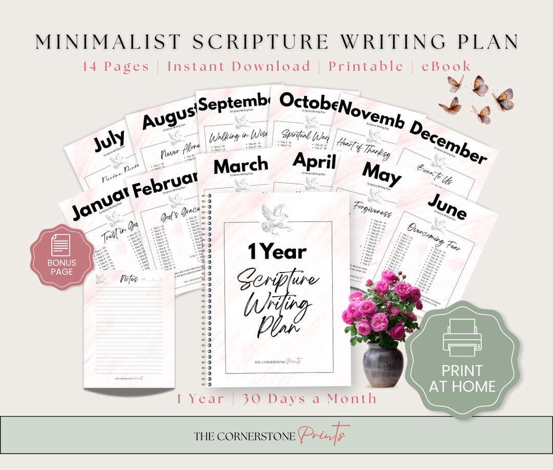 1 Year Scripture Writing Plan, Daily Bible Study (digital Download) - Etsy