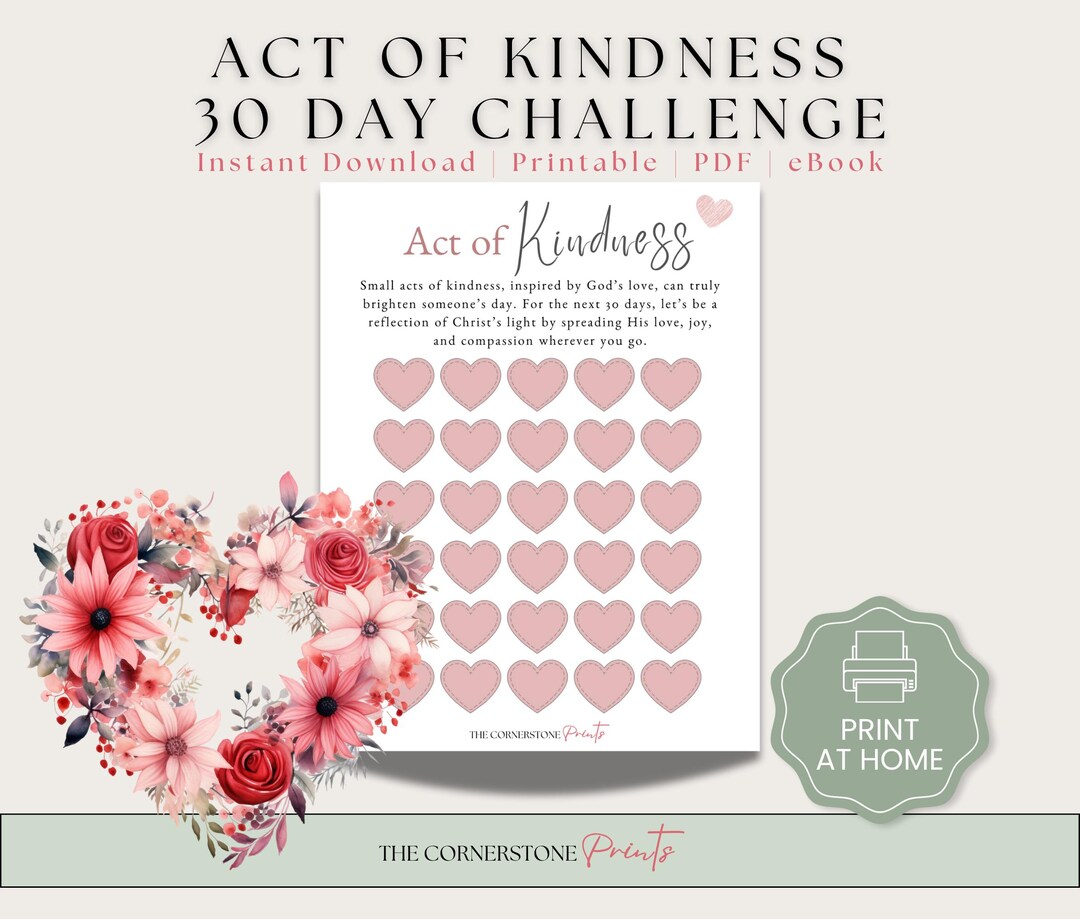Christian 30 Day Challenge Acts of Kindness Printable | Sunday School ...