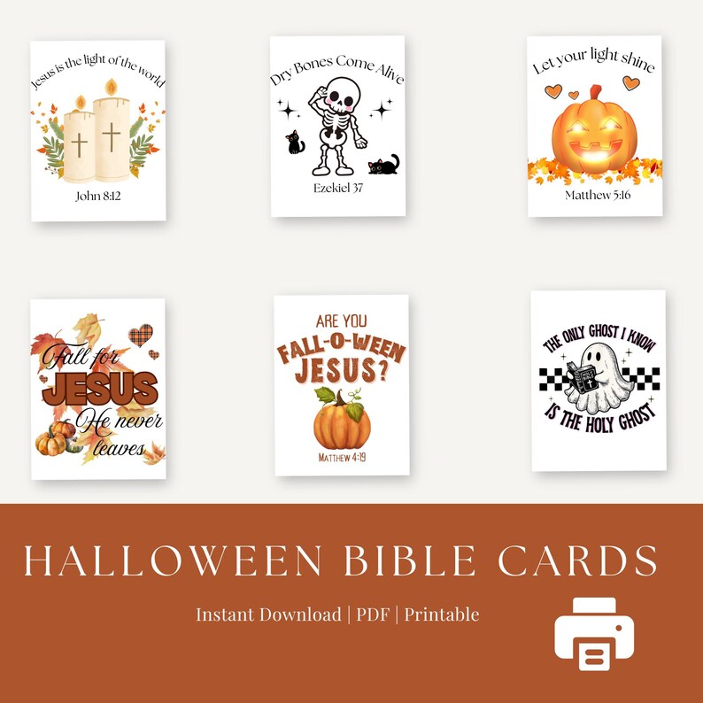 Christian Halloween Bible Verse Cards, Christian Halloween Bag Tags ...