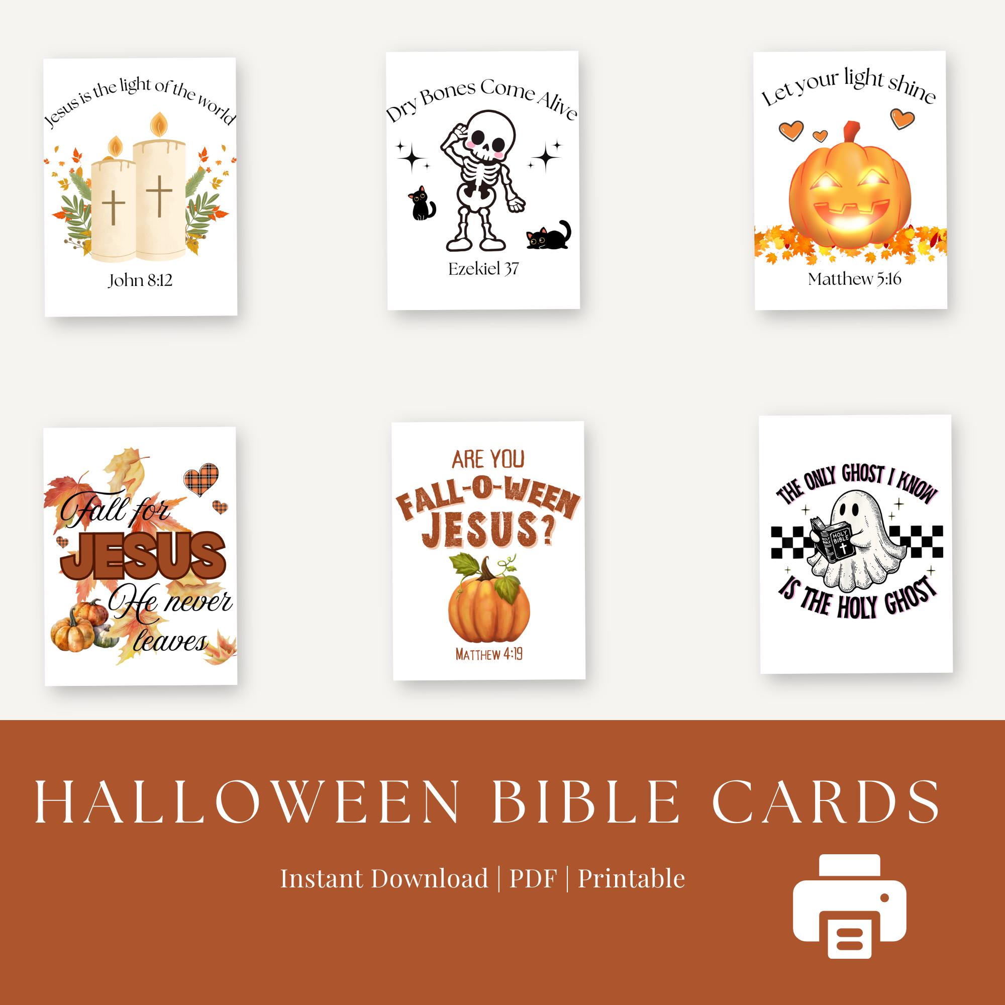 Christian Halloween Bible Verse Cards, Christian Halloween Bag Tags ...