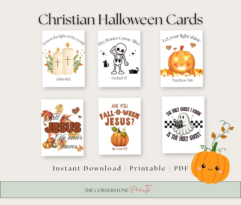 Christian Halloween Bible Verse Cards, Christian Halloween Bag Tags ...