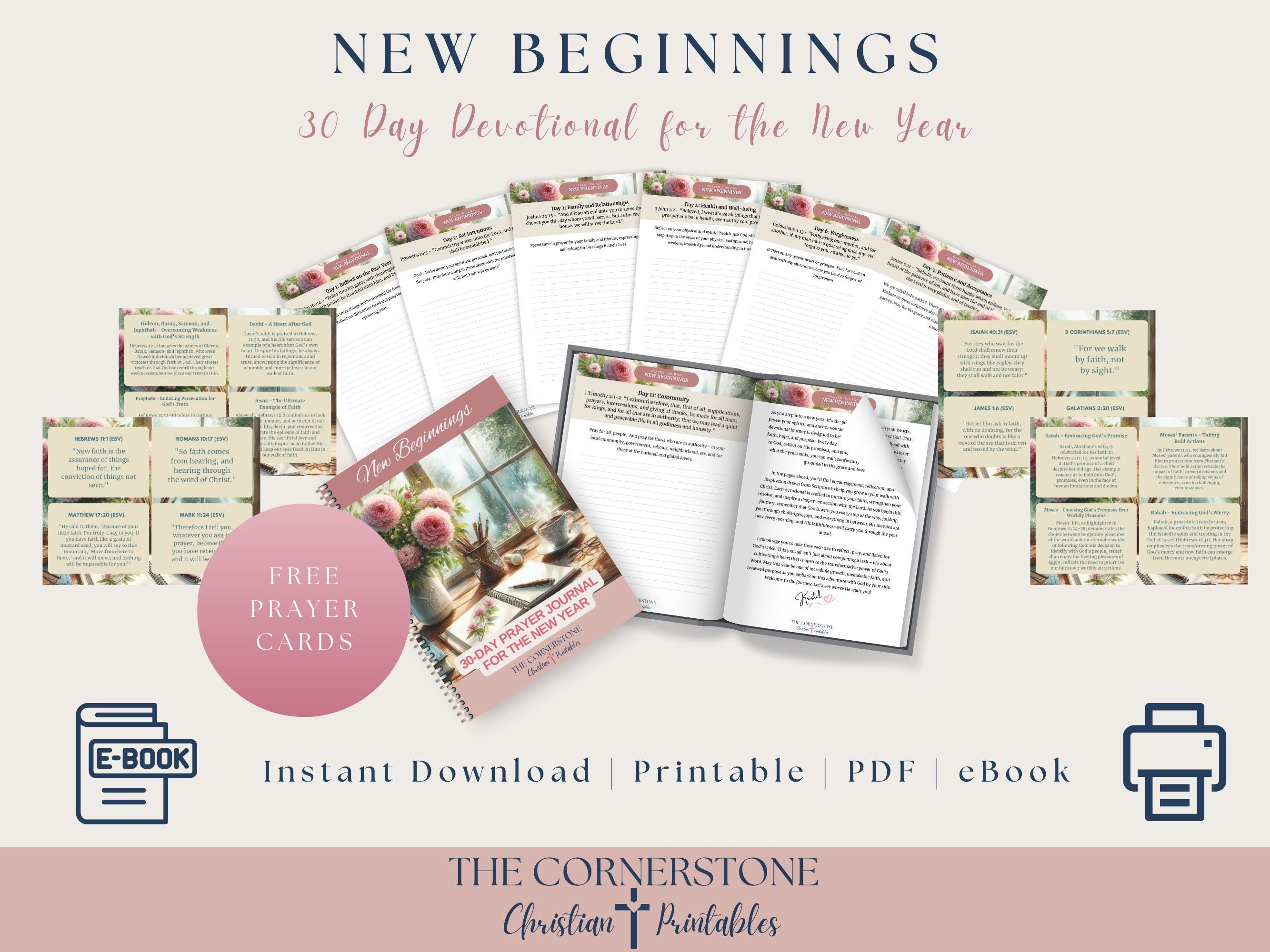 New Beginnings Printable Journal, Christian Bible Journal for the New Year, Scripture Prompted ...