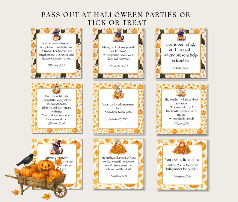 Christian Halloween Bible Verse Cards, Christian Halloween Bag Tags ...
