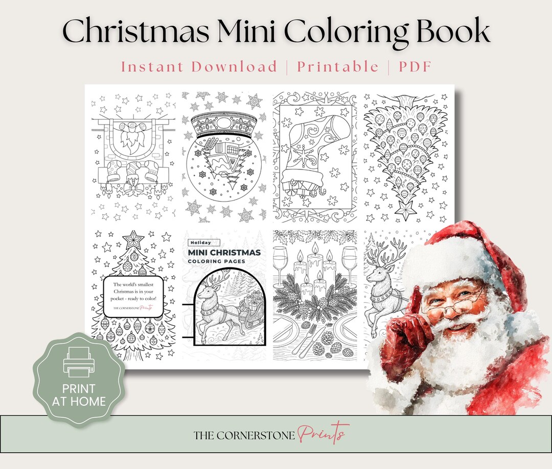 Christmas Mini Coloring Book Printable, Holiday Coloring Page Printable ...