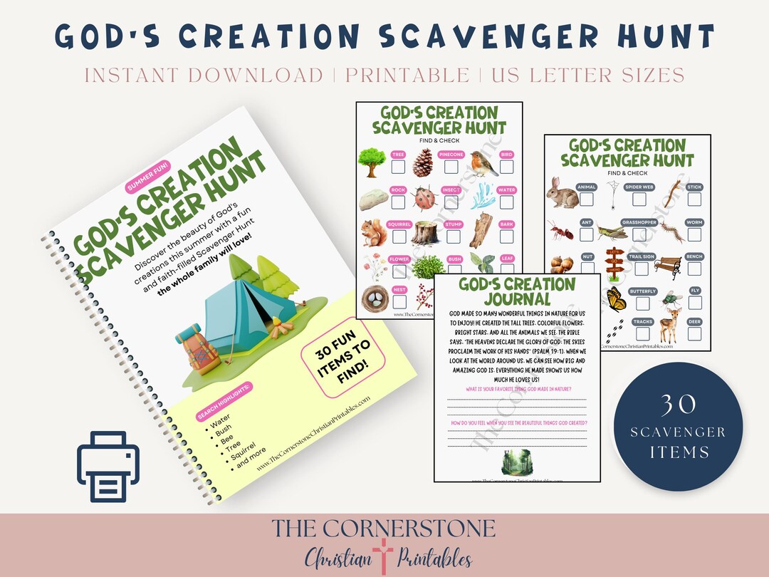 God's Creation Scavenger Hunt Printable, Nature Scavenger Hunt, Kid's ...