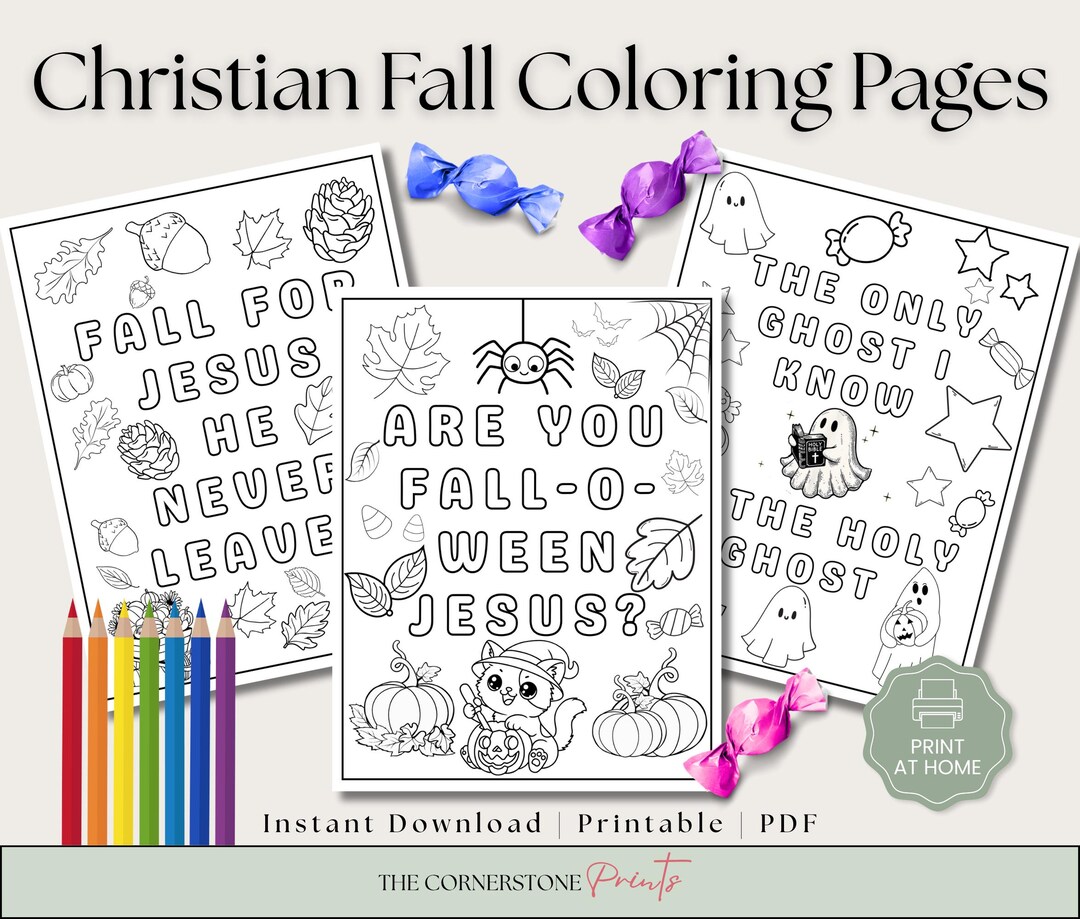 Christian Fall Coloring Page Printable, Bible Coloring Sheet, Sunday ...