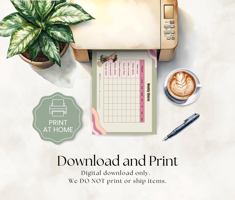 Kids Chore Chart Printable, Daily Routine Tracker, Family Organizer ...