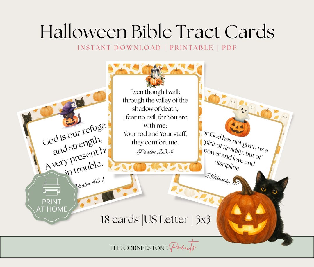 Christian Halloween Bible Verse Tract Cards, Christian Halloween Bag ...