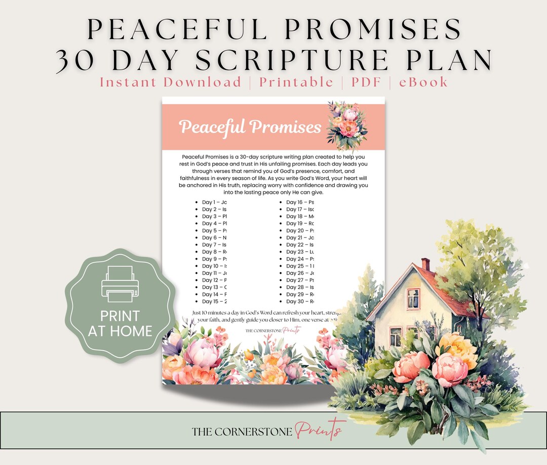 30 Day Scripture Writing Plan, Peaceful Promises Bible Study (PDF Ebook ...