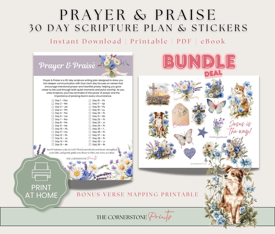 30 Day Scripture Writing Plan & Bible Journaling Stickers Bundle ...