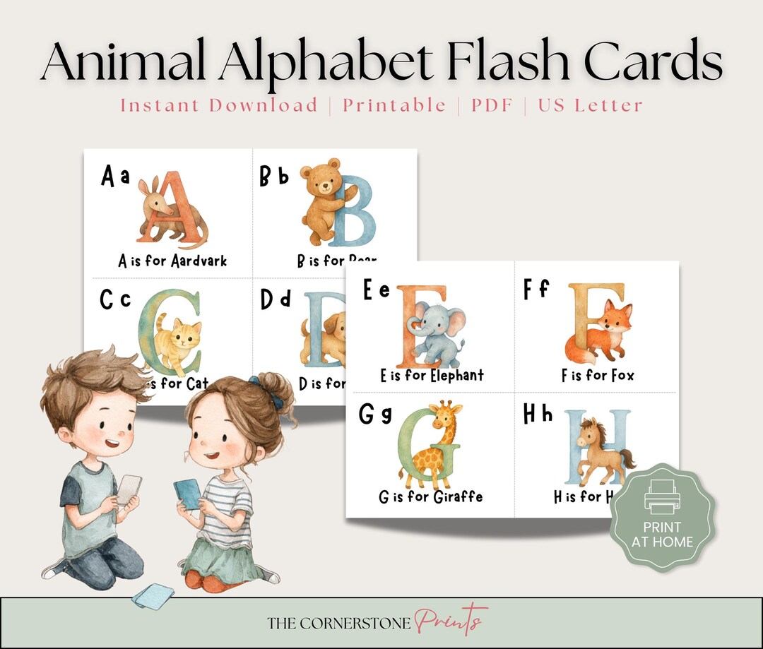 Alphabet Flash Cards, Homeschool Lesson Printable (digital Download) - Etsy