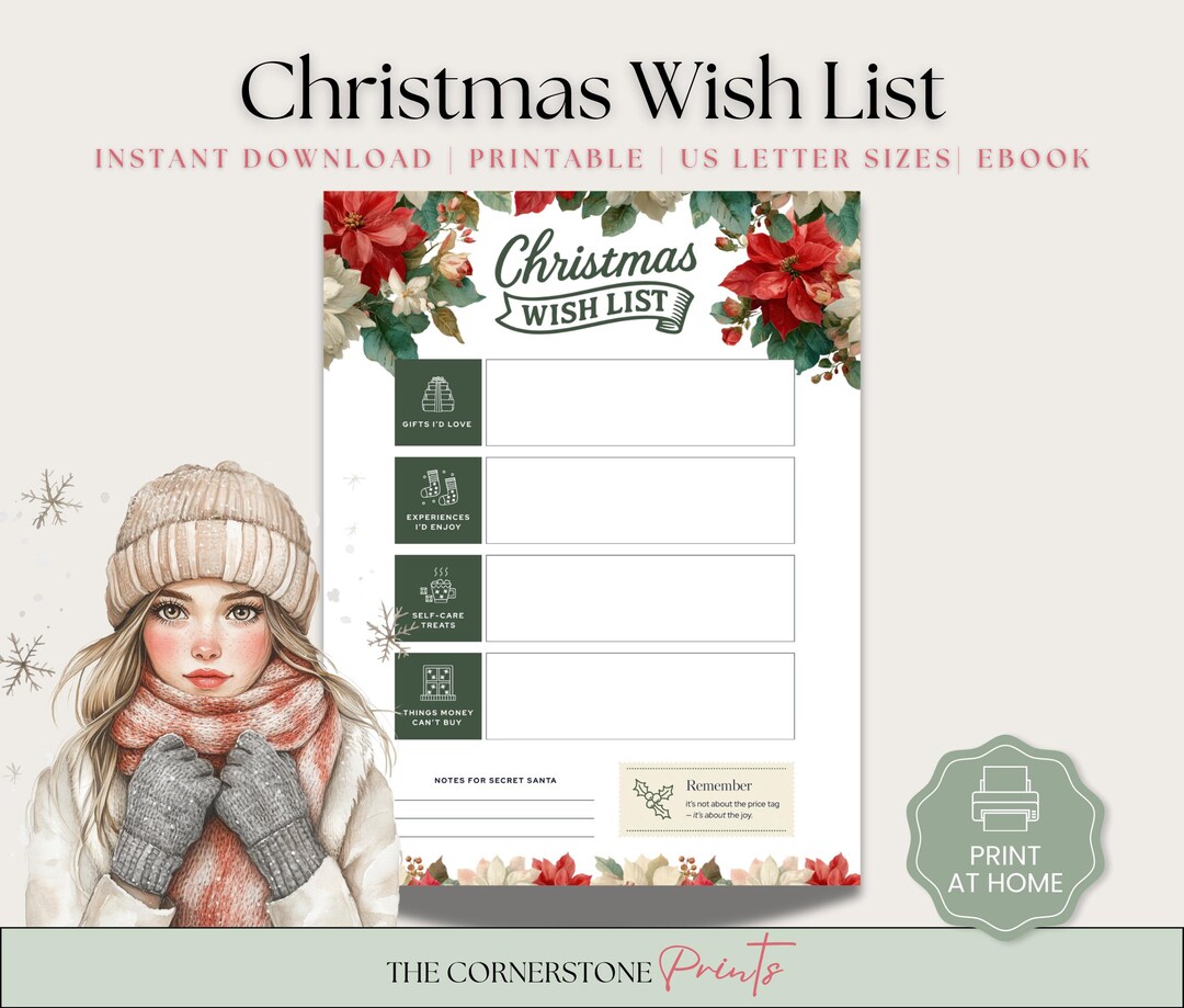 Christmas Wish List Printable, Holiday Gift Planning & Organization ...