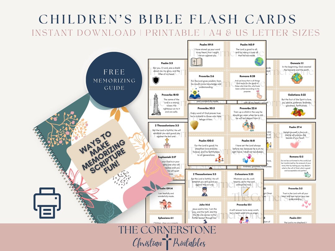 Children's Bible Lessons Flash Cards, Printable Cards for Kids, Kids ...