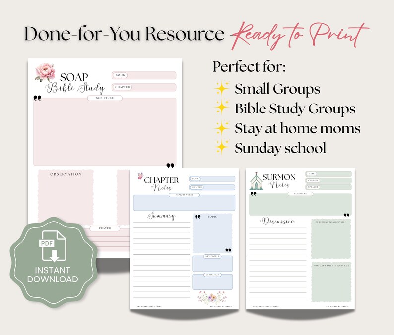 Bible Study Bundle, Printable Bible Scriptures, Bible Study Digital ...