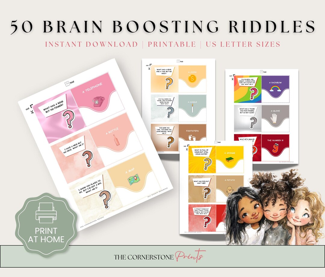 50 Brain Boosting Riddle Game Printables for Kids, Fun Kid Activities ...