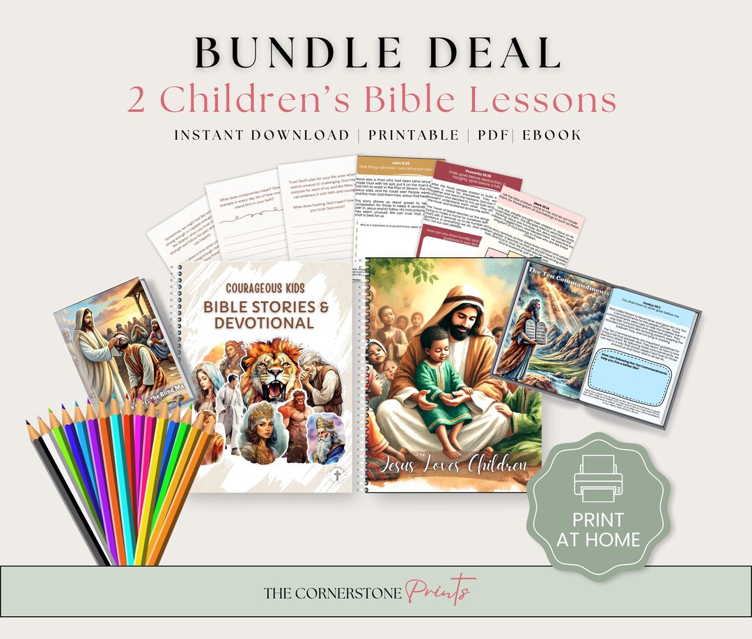 Kids Bible Study Bundle, Homeschool Sunday School Activities (printable ...