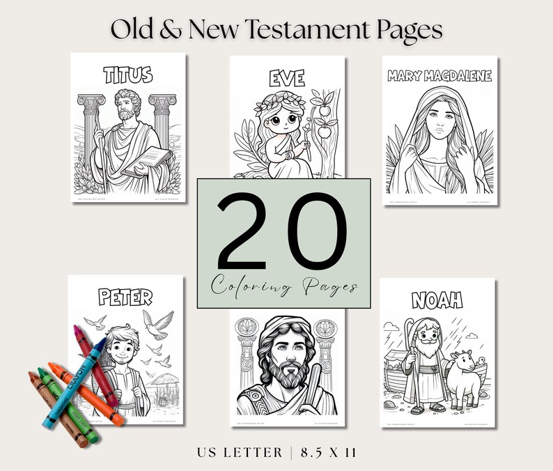 Bible Coloring Pages Bundle for Kids, Sunday School Activity (PDF) - Etsy