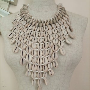 African Shell Necklace, Handmade Cowrie Necklace, Natural Shell Jewelry ...