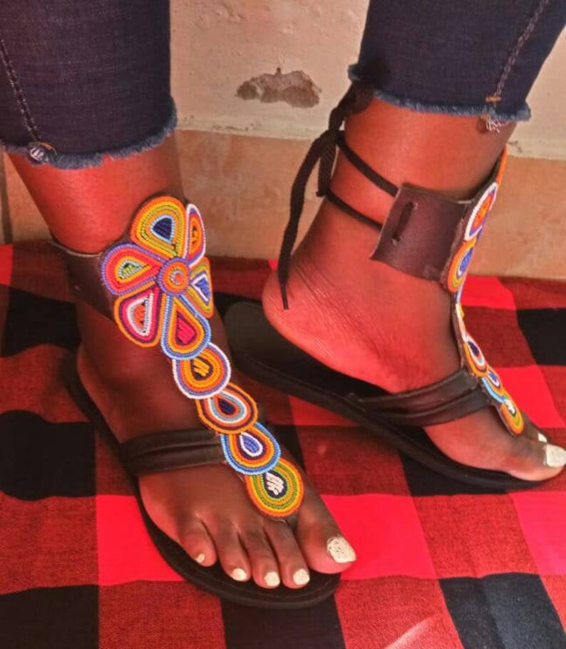 ON SALE African Masai Sandals Beaded Sandals Handmade - Etsy