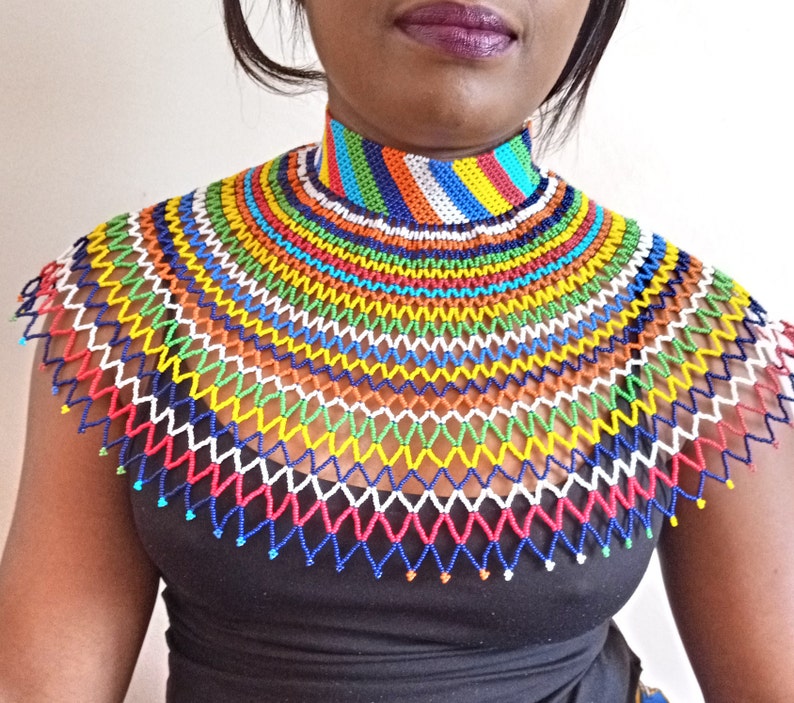 On Sale African Beaded Necklace Zulu Necklace Beaded Shawl Etsy