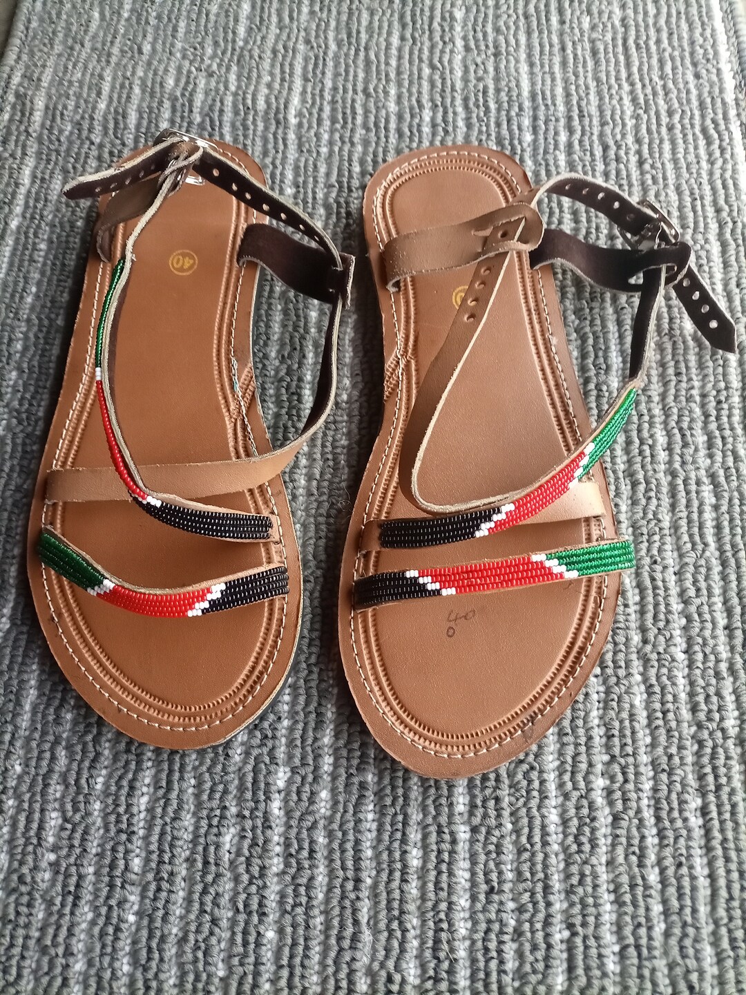 Kenyan Beaded Strappy Sandals, Women Shoes, Sea Shell Sandals, African ...