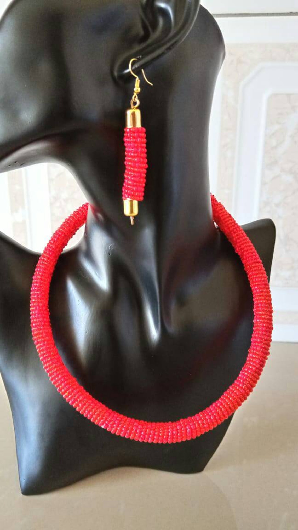 ON SALE Red African Beaded Jewelry Handmade Jewelry Dainty - Etsy