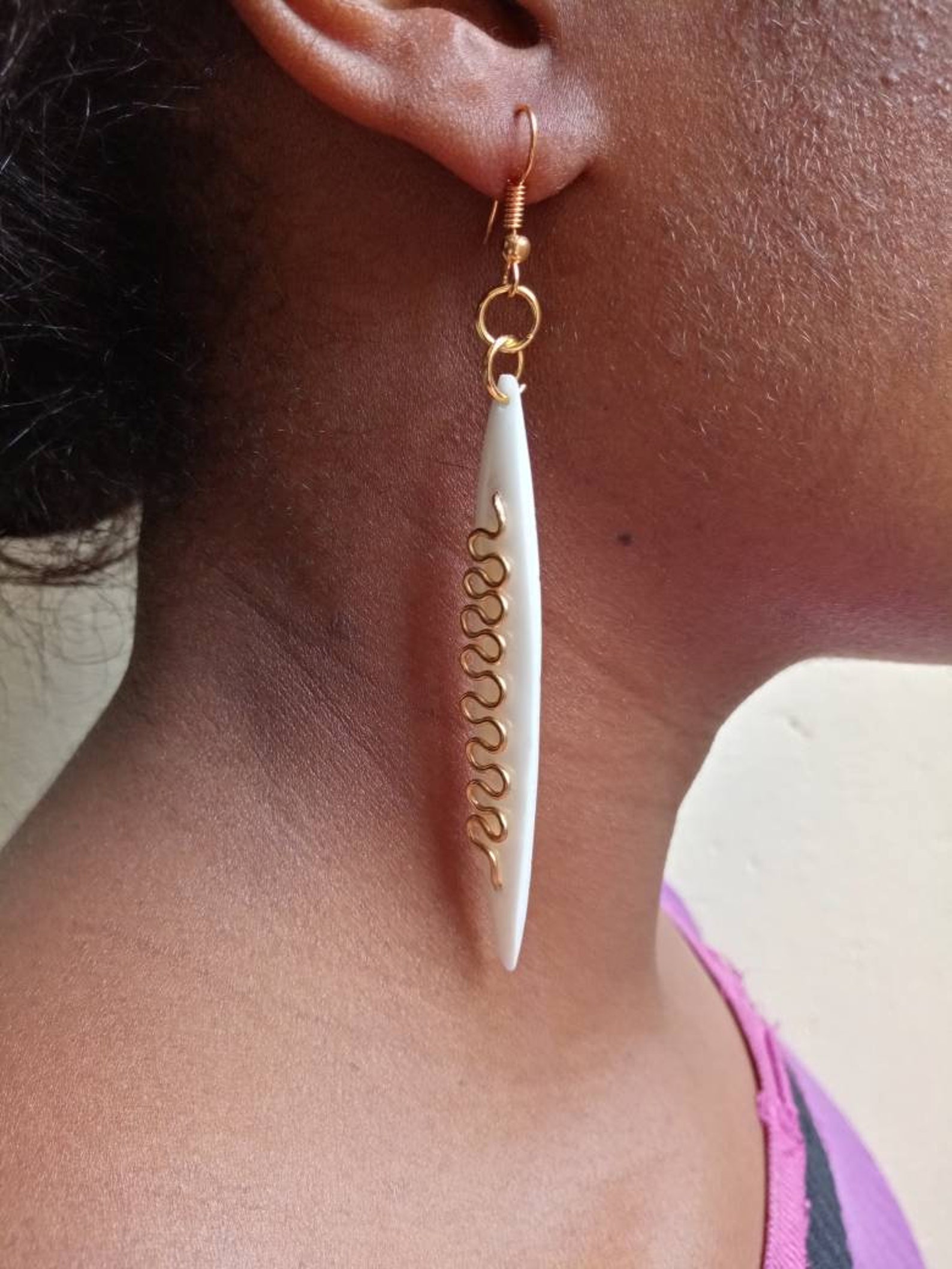 ON SALE Bone Earrings Brass Earrings African Earrings Masai | Etsy