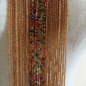 African Gold Fringe Necklace, African Beaded Necklace, African Jewelry ...