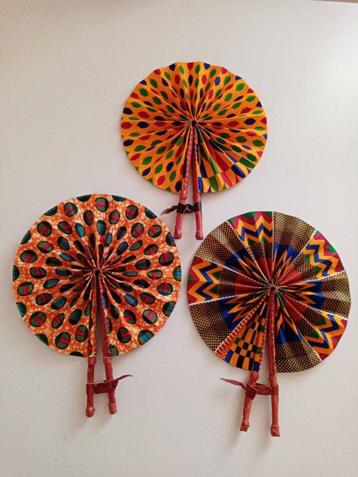 ON SALE Assorted African Print Hand Fan Wicker Fan African - Etsy