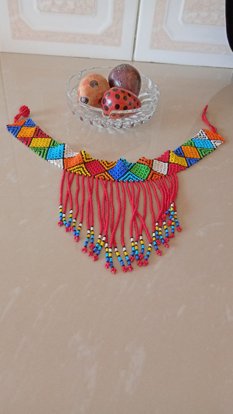 On Sale Red Zulu Beaded Choker African Choker Necklace Etsy