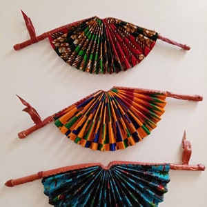 ON SALE African Print Hand Fan , Kente Wicker Fan, African Wall Decor ...