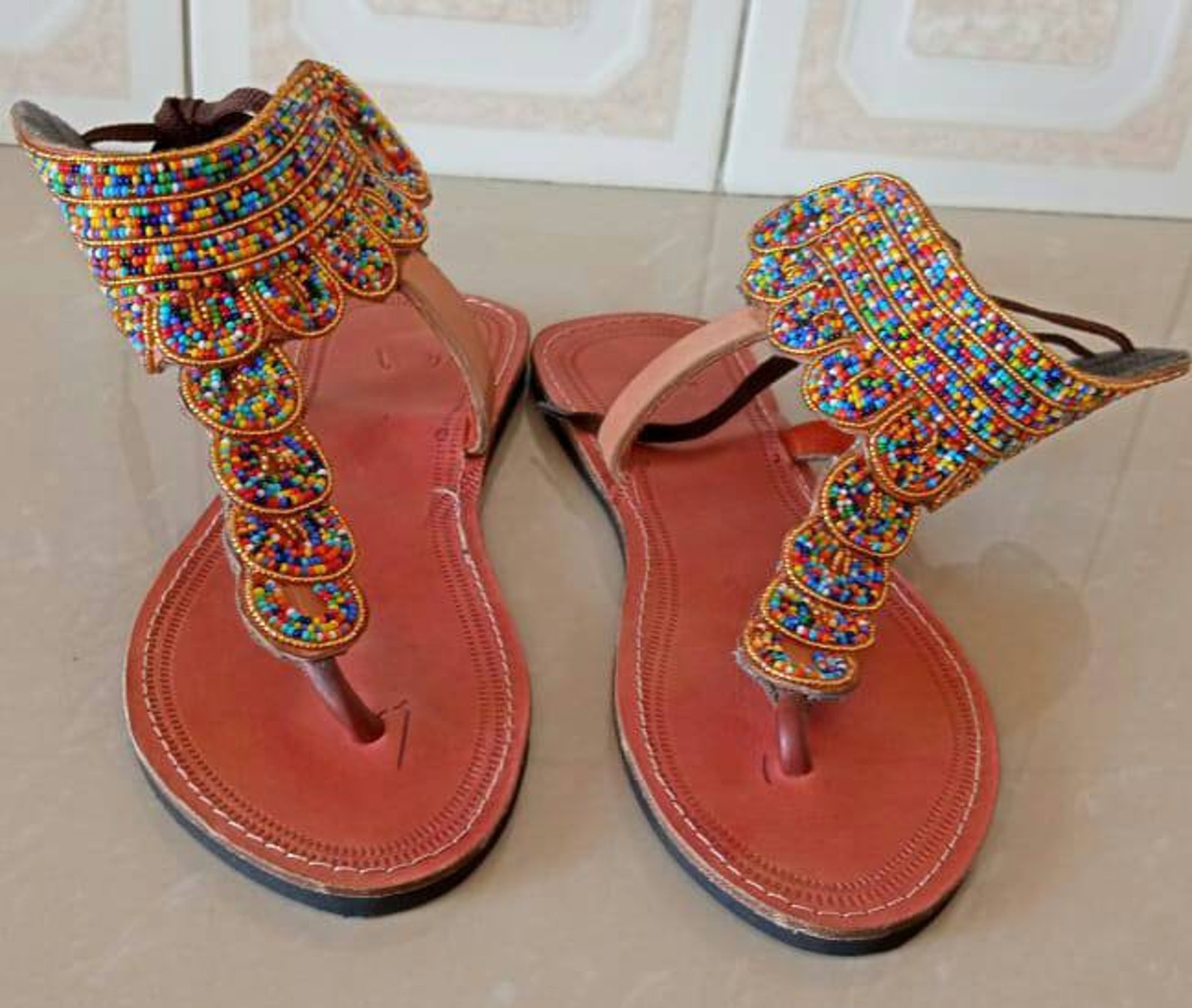 ON SALE African Beaded Sandals Handmade Sandals Masai - Etsy UK