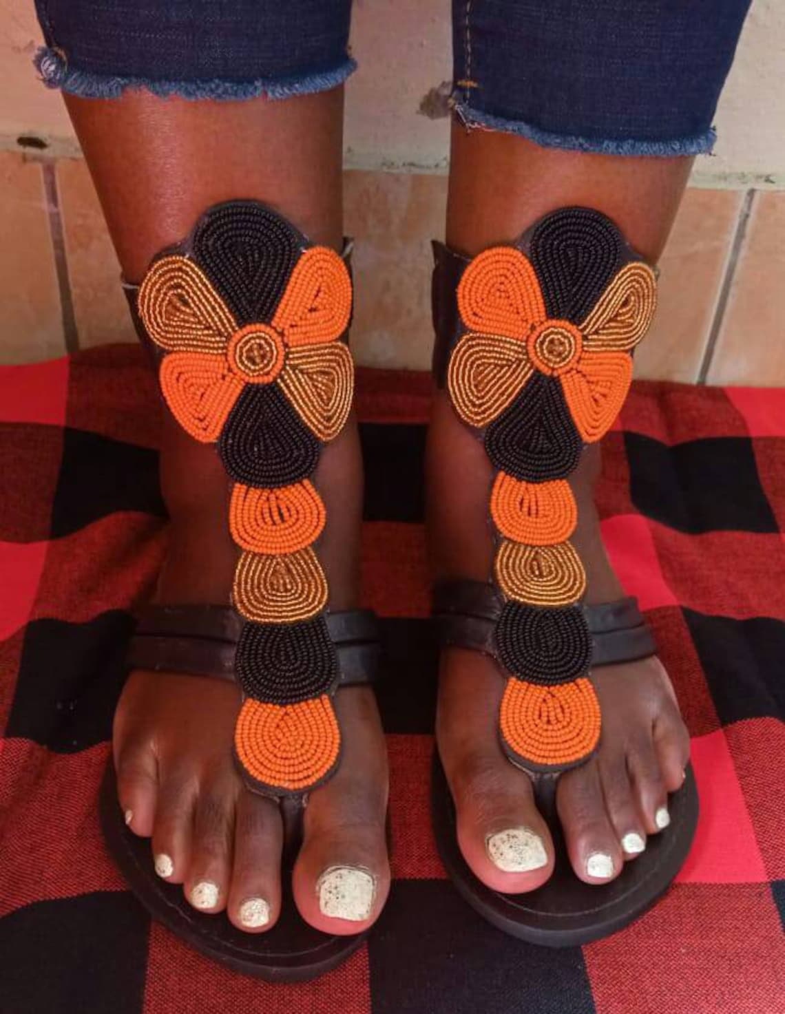 ON SALE African Beaded Sandals Maasai Sandals Leather - Etsy