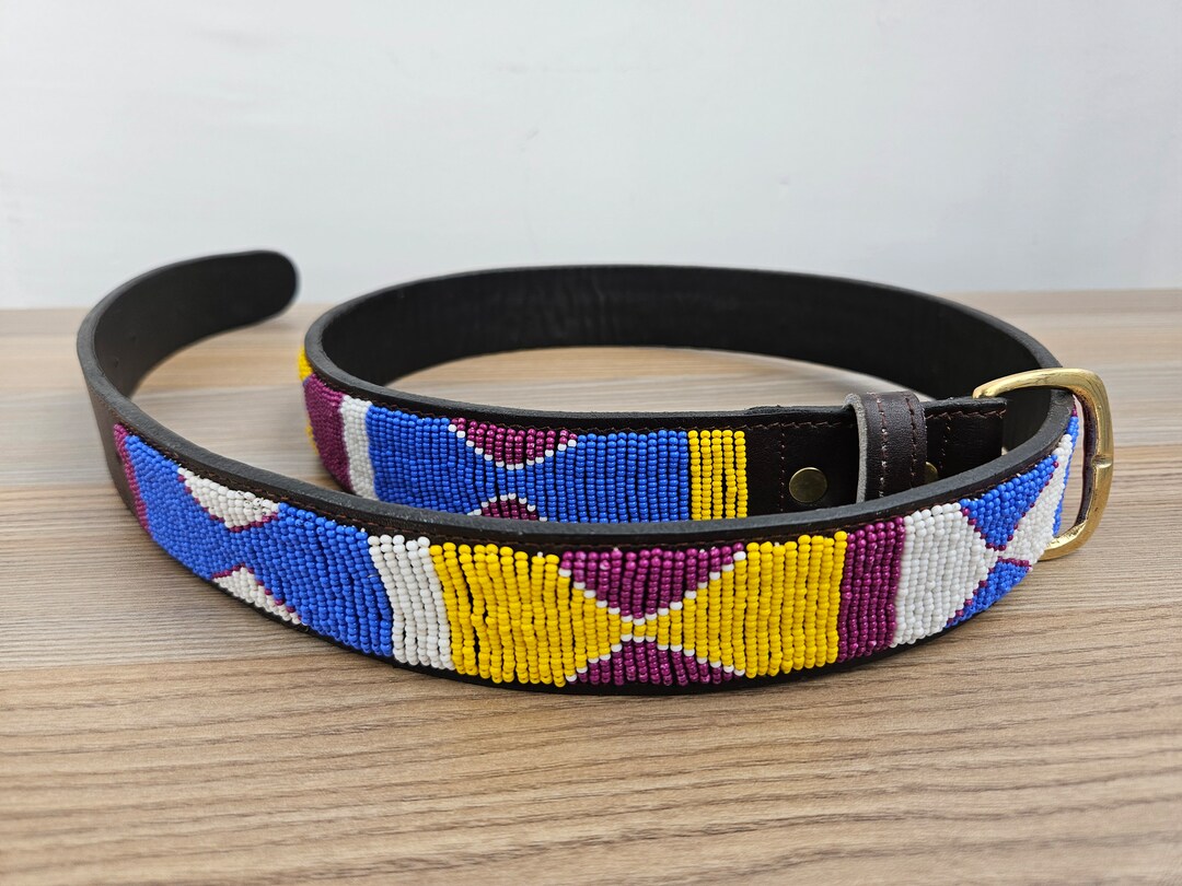 Handmade Suspenders, African Belt, Boho Beaded Belt, Tribal Leather ...