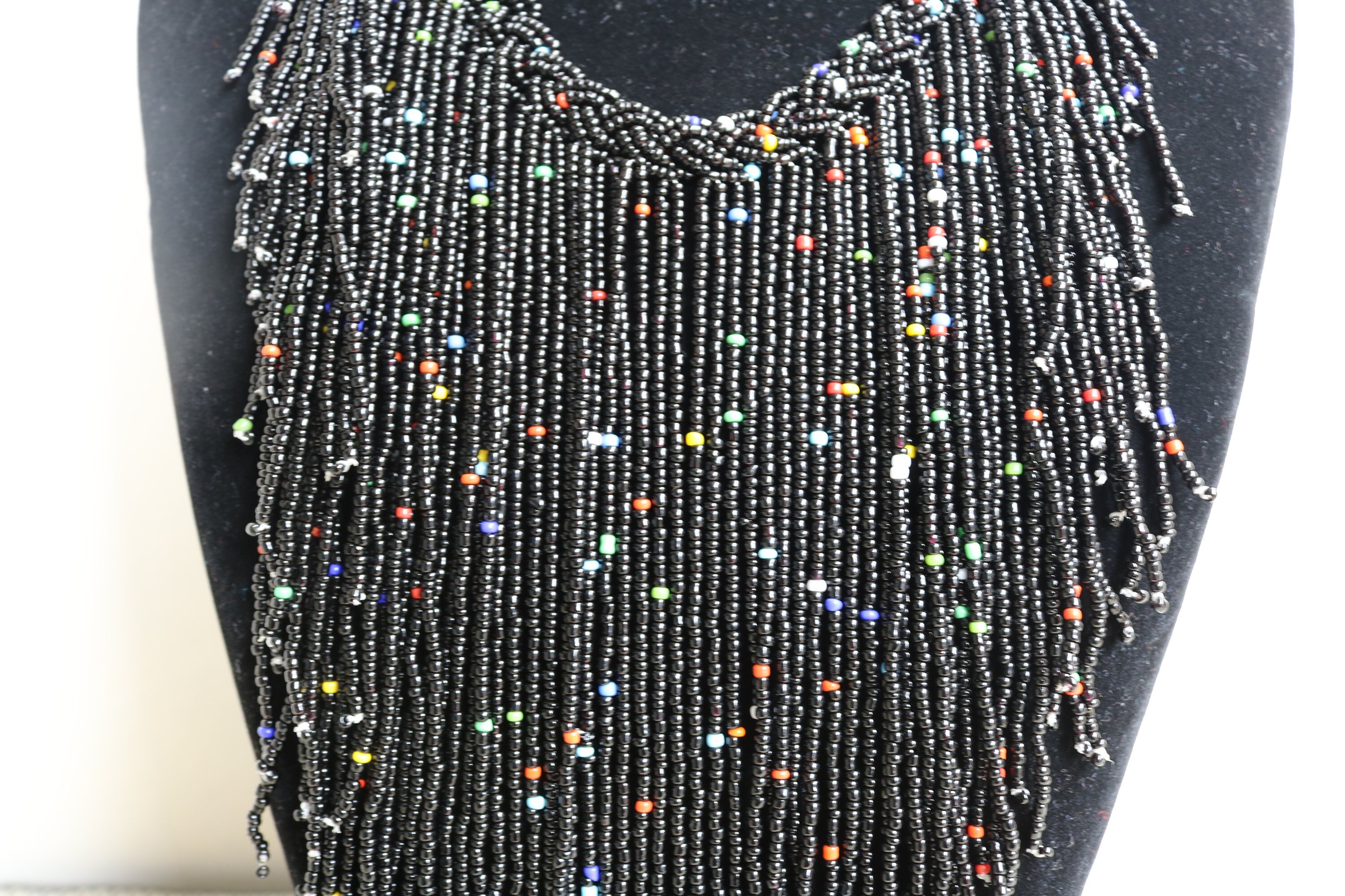 ON SALE Beaded Fringe Necklace Fringe Necklace Black - Etsy