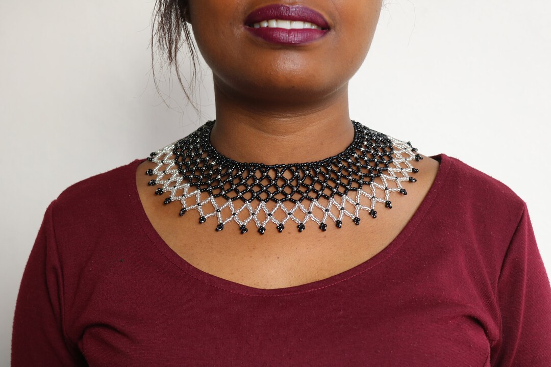 ON SALE African Beaded Necklace, Zulu Bib Necklace, Shawl Necklace ...