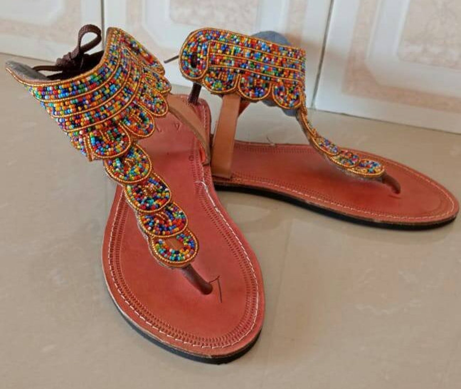 ON SALE African Beaded Sandals Handmade Sandals Masai - Etsy UK